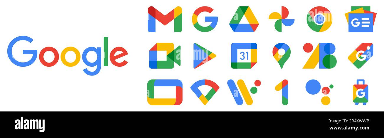 Icônes de produit Google. Icônes d'application officielle dans Google ...