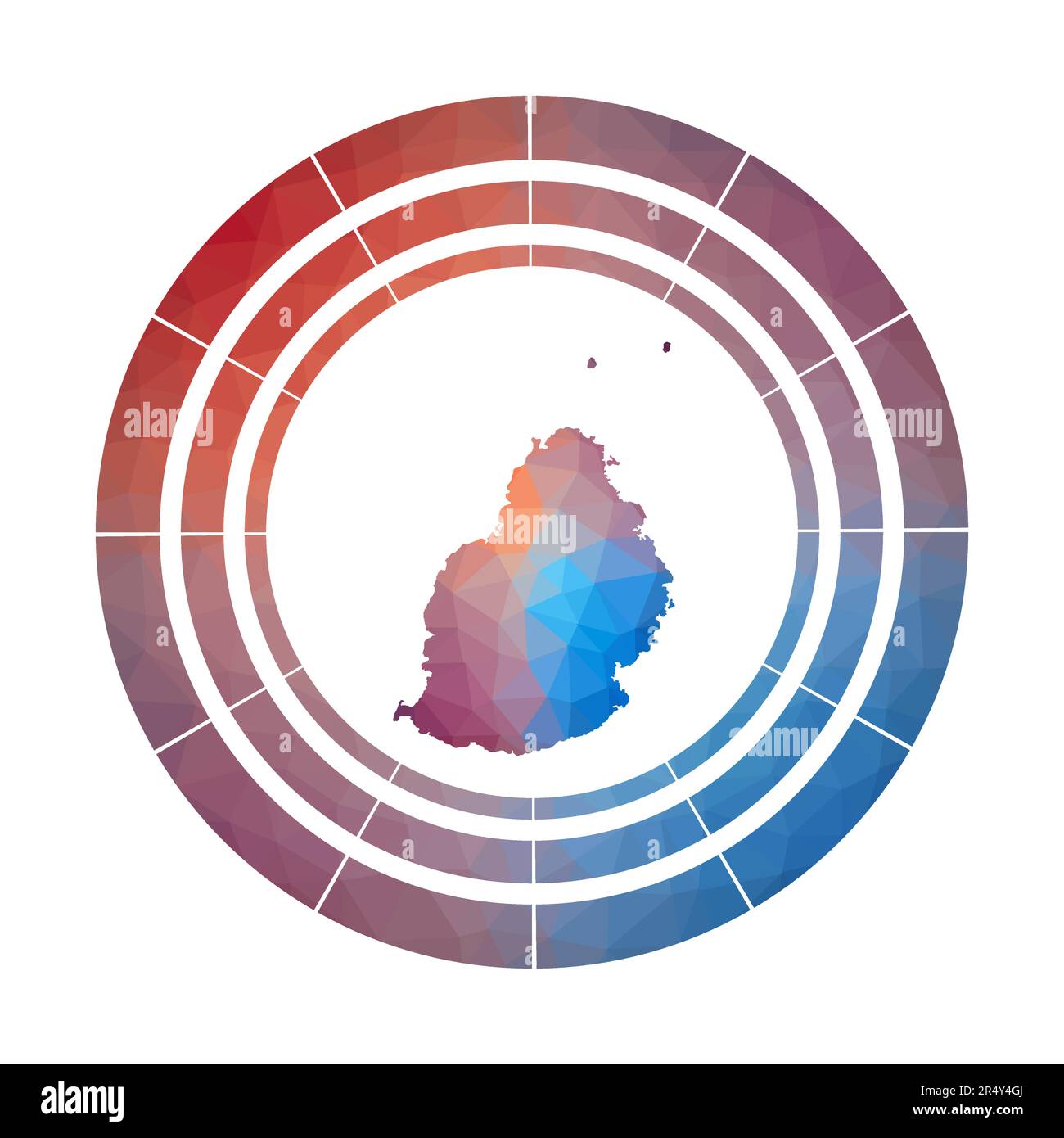 Badge Maurice. Logo de l'îlot en dégradé de couleurs dans un style poly ...