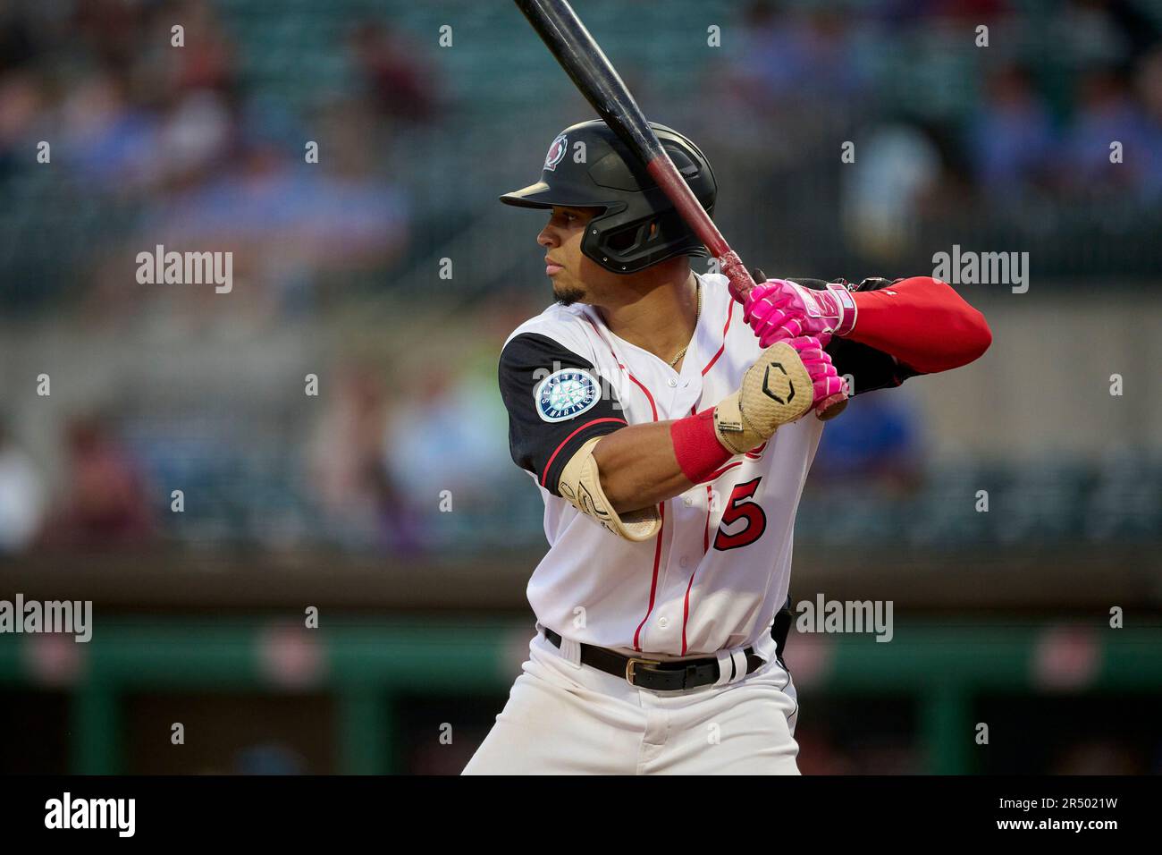 Arkansas Travelers Jonatan Clase (5) at bat during an MiLB Texas League ...