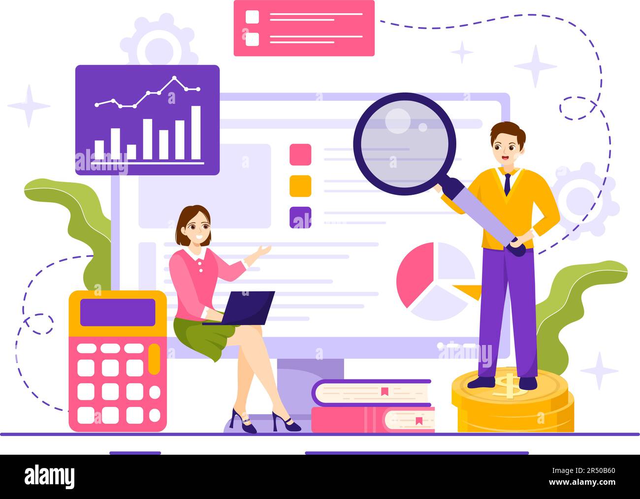 Etude de marché et analyse Illustration vectorielle avec gestion d ...