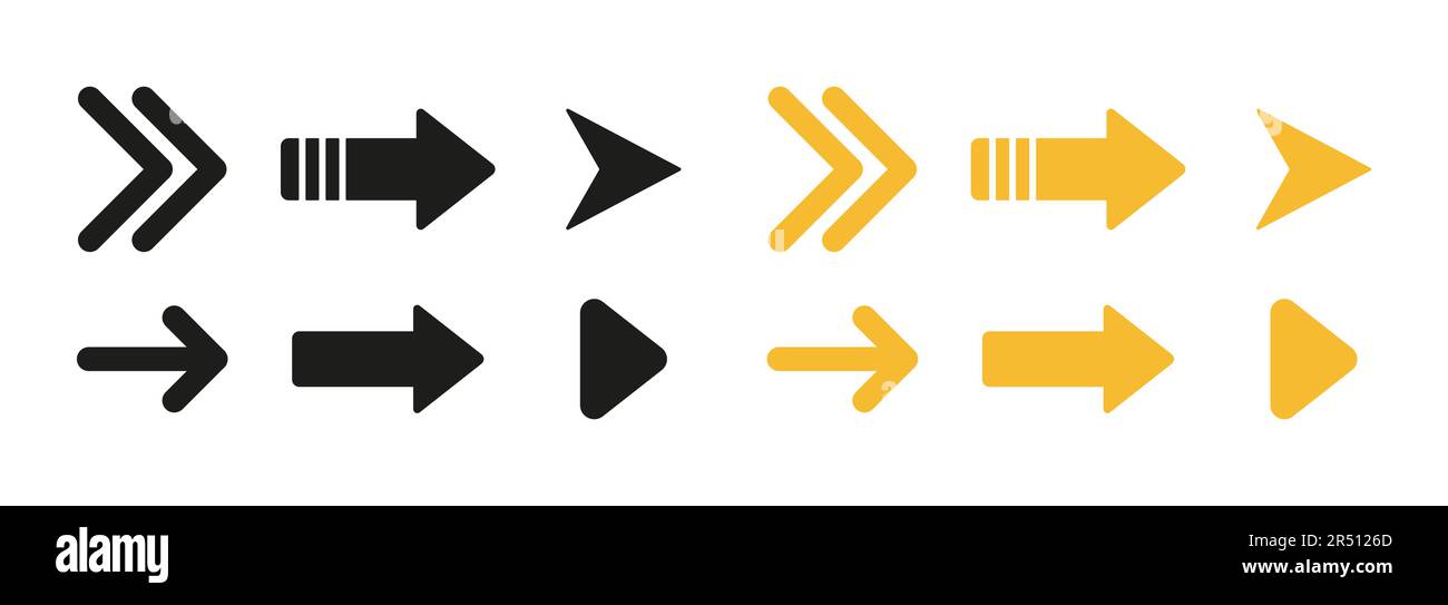 Icônes fléchées ou symboles utilisés pour indiquer la direction, la ...
