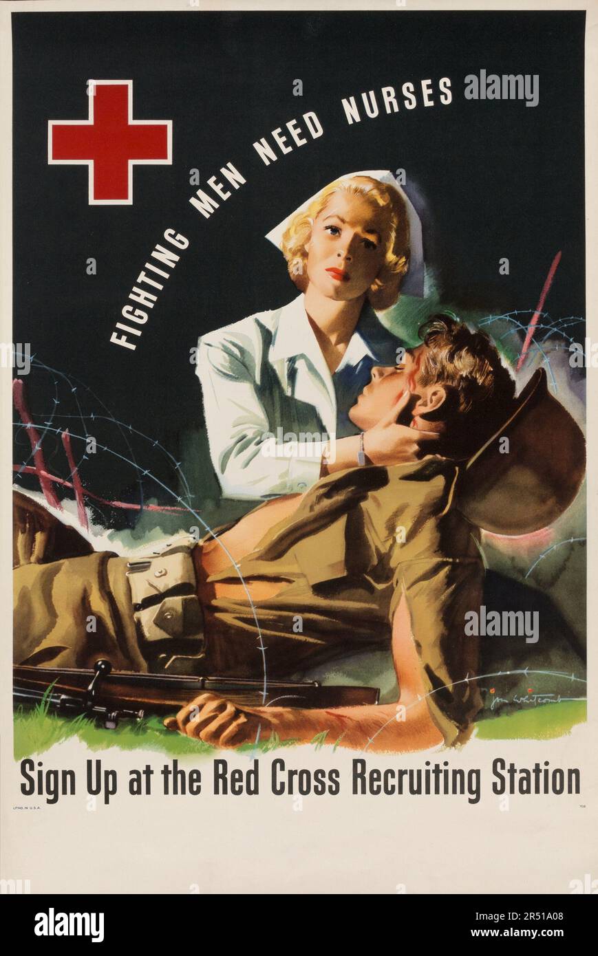 Poste de recrutement de la Croix-Rouge - affiche de propagande de la ...