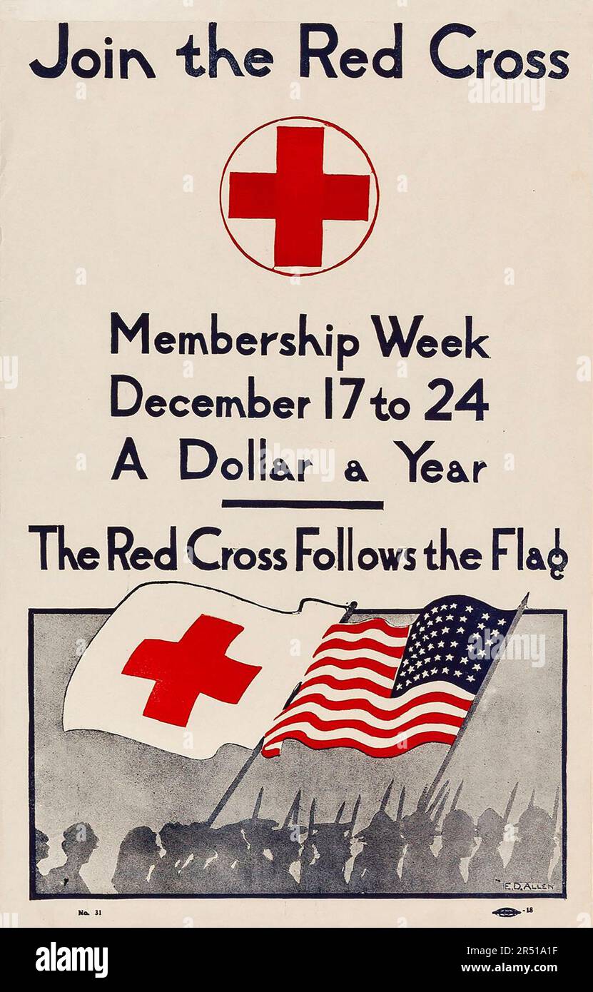 Affiche de propagande de la première Guerre mondiale (Croix-Rouge, 1918 ...