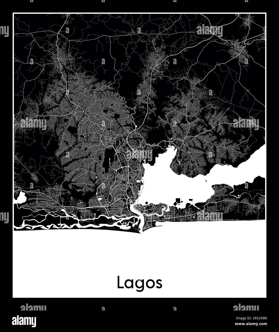 Carte minimale de la ville de Lagos (Nigeria Afrique Image Vectorielle ...
