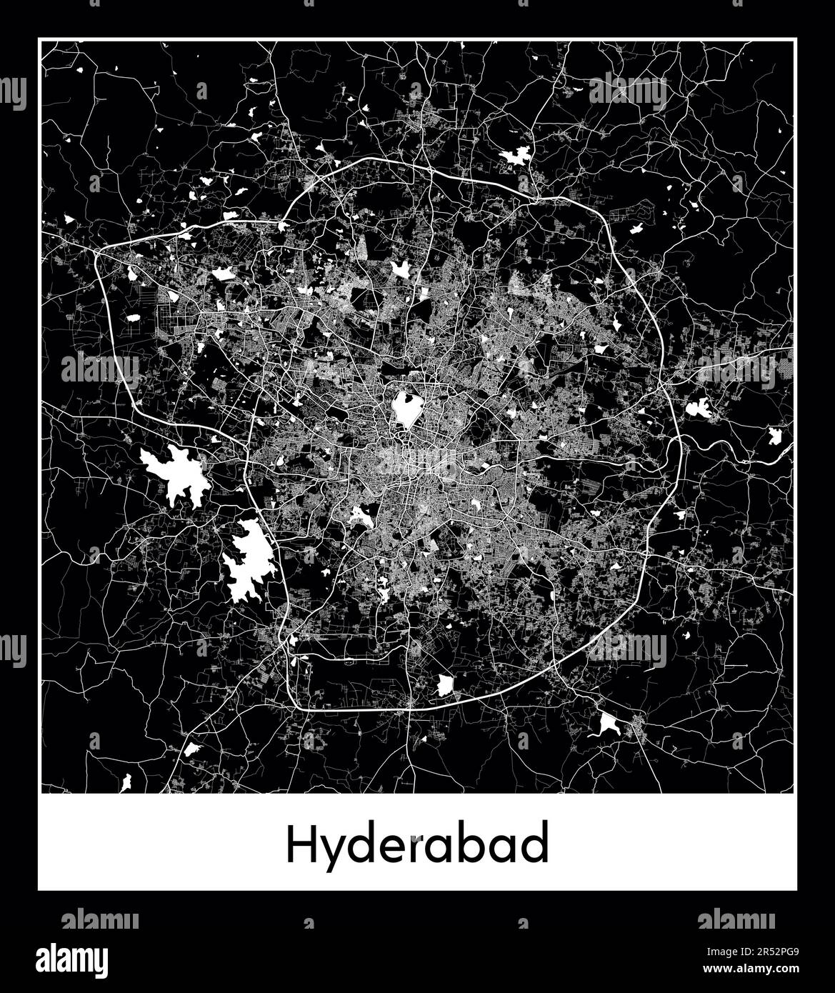 Carte minimale de la ville de Hyderabad (India AsMinimal City map of ...