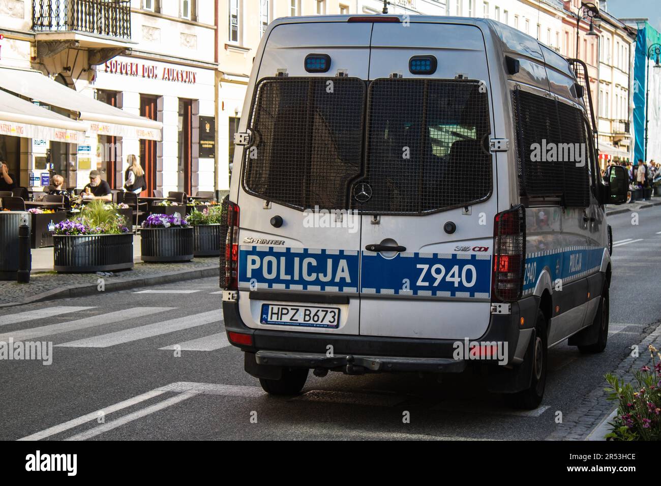 Varsovie, Pologne - 28 mai 2023 voiture de police dans le centre-ville ...