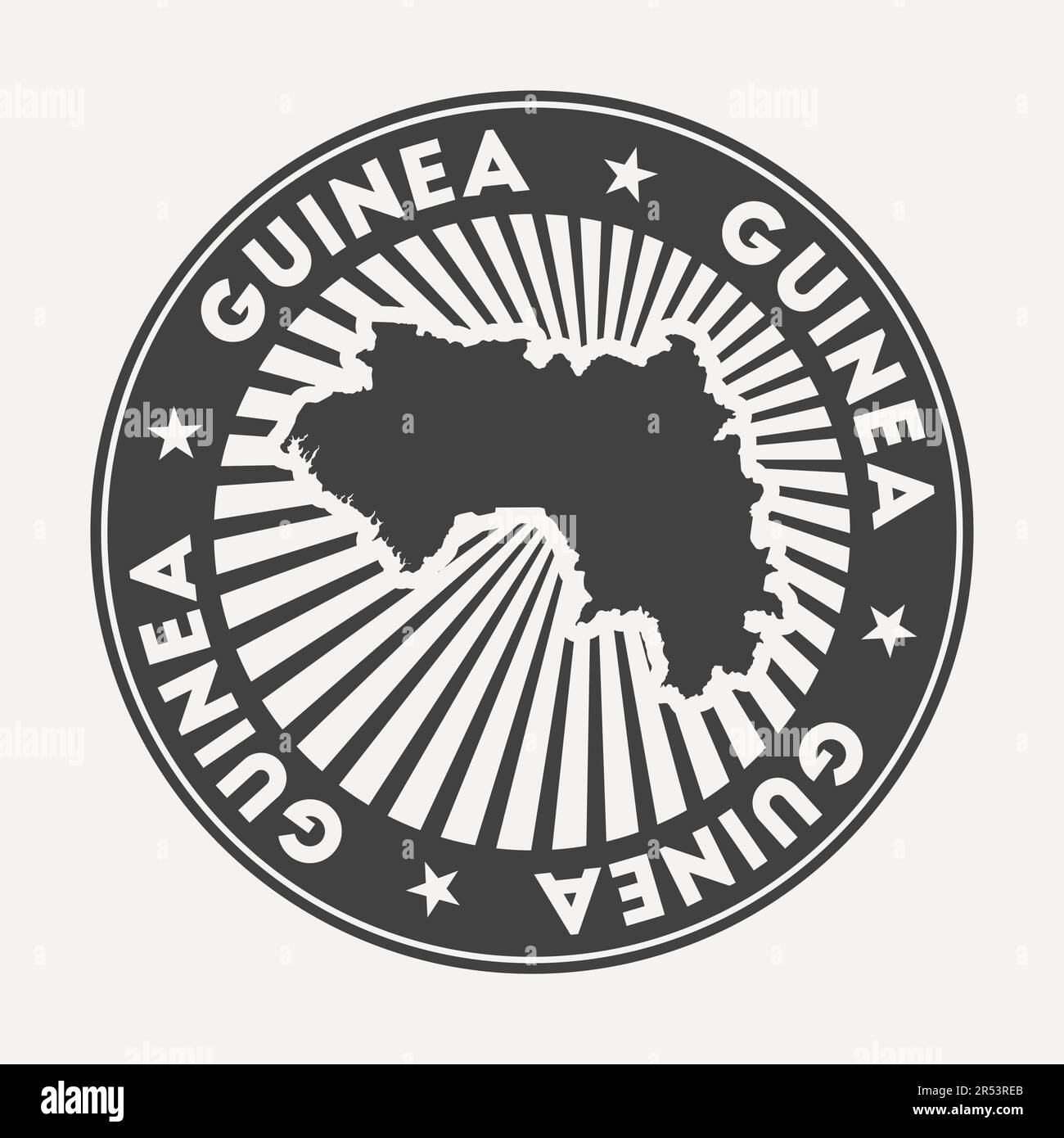 Logo rond Guinée. Badge de voyage vintage avec le nom circulaire et la ...