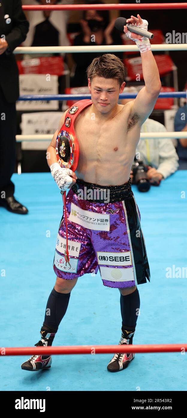 Hayato Tsutsumi of Japan celebrates during OPBF (Oriental and Pacific ...