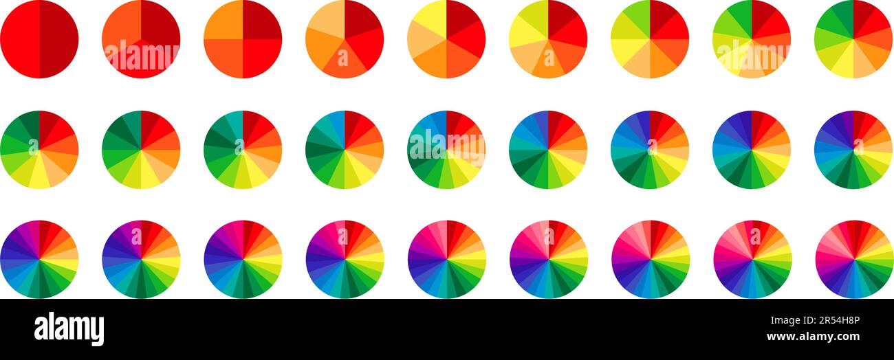 Collection de sections de cercle multicolores. Diagrammes à secteurs en ... Collection de sections de cercle multicolores. Diagrammes à secteurs en ...