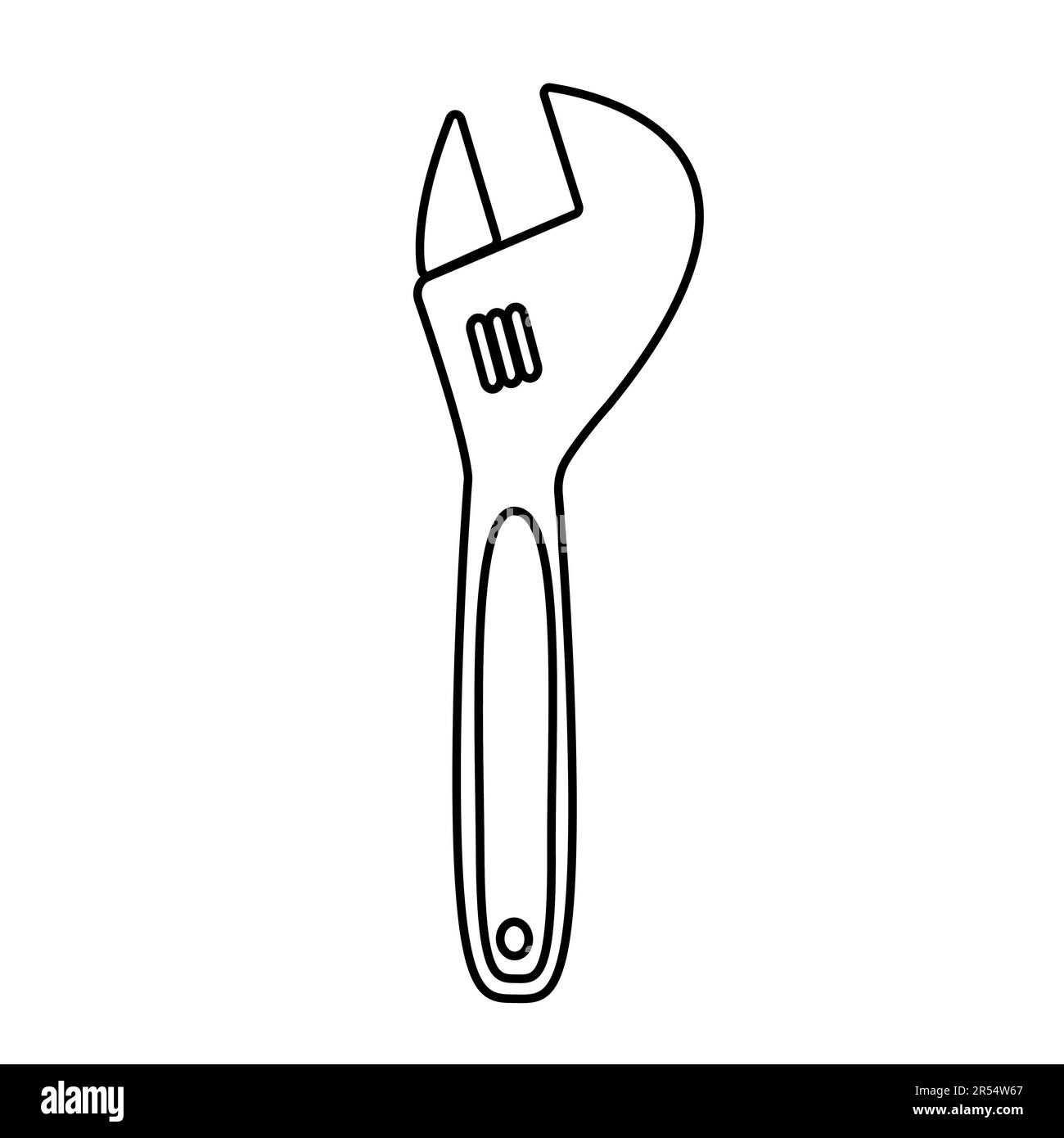 Construction icône noir et blanc d'une clé à molette en métal avec un ...