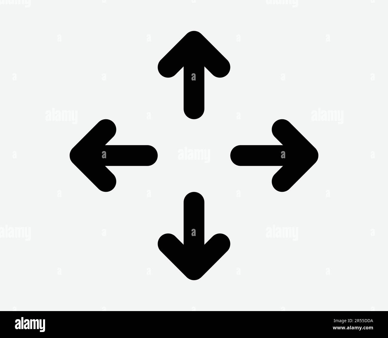 Quatre flèches pointant vers l'icône. 4 flèche navigation point ...