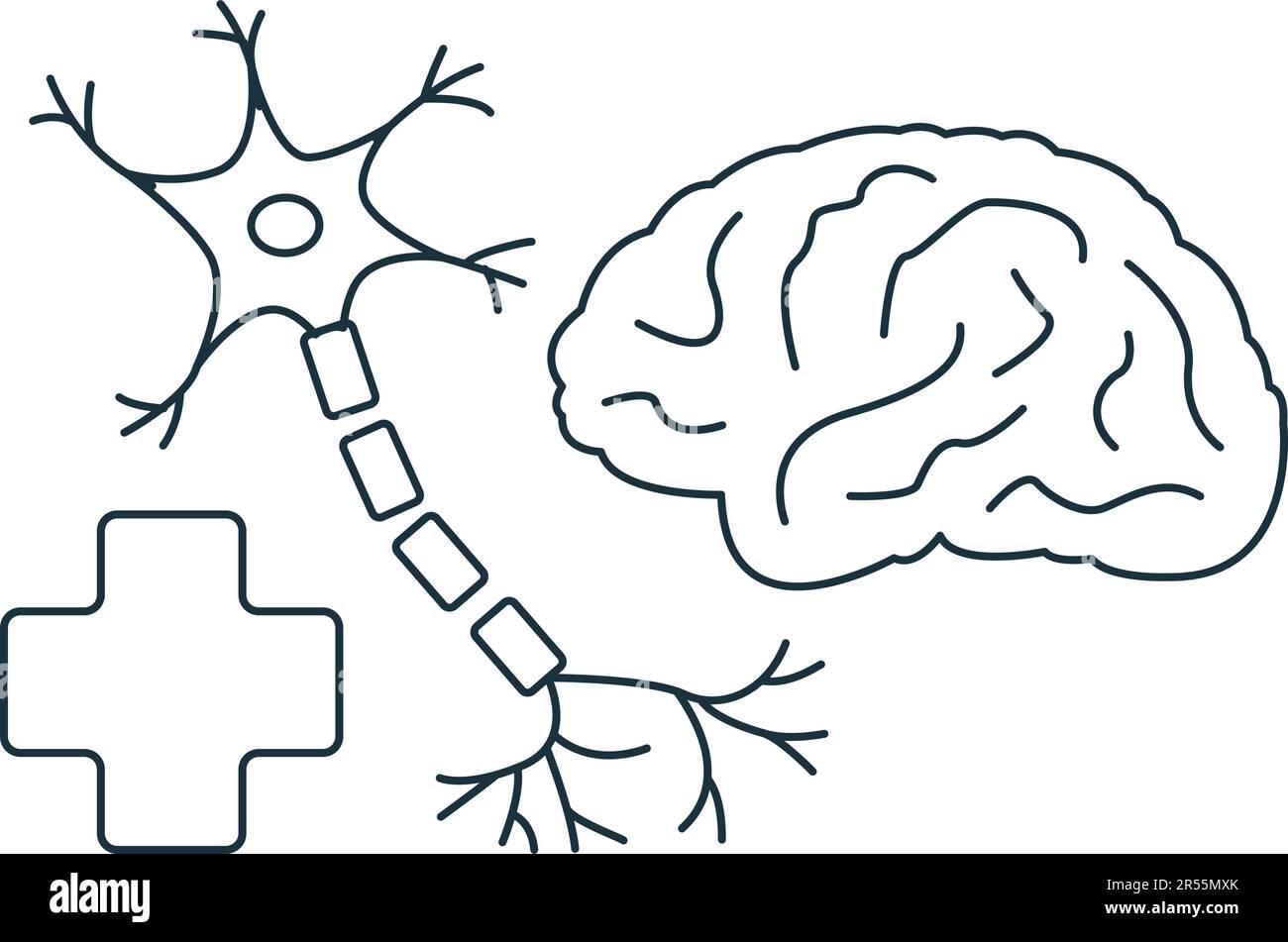 Icône Neurologie. Signe simple monochrome de la collection médicale ...