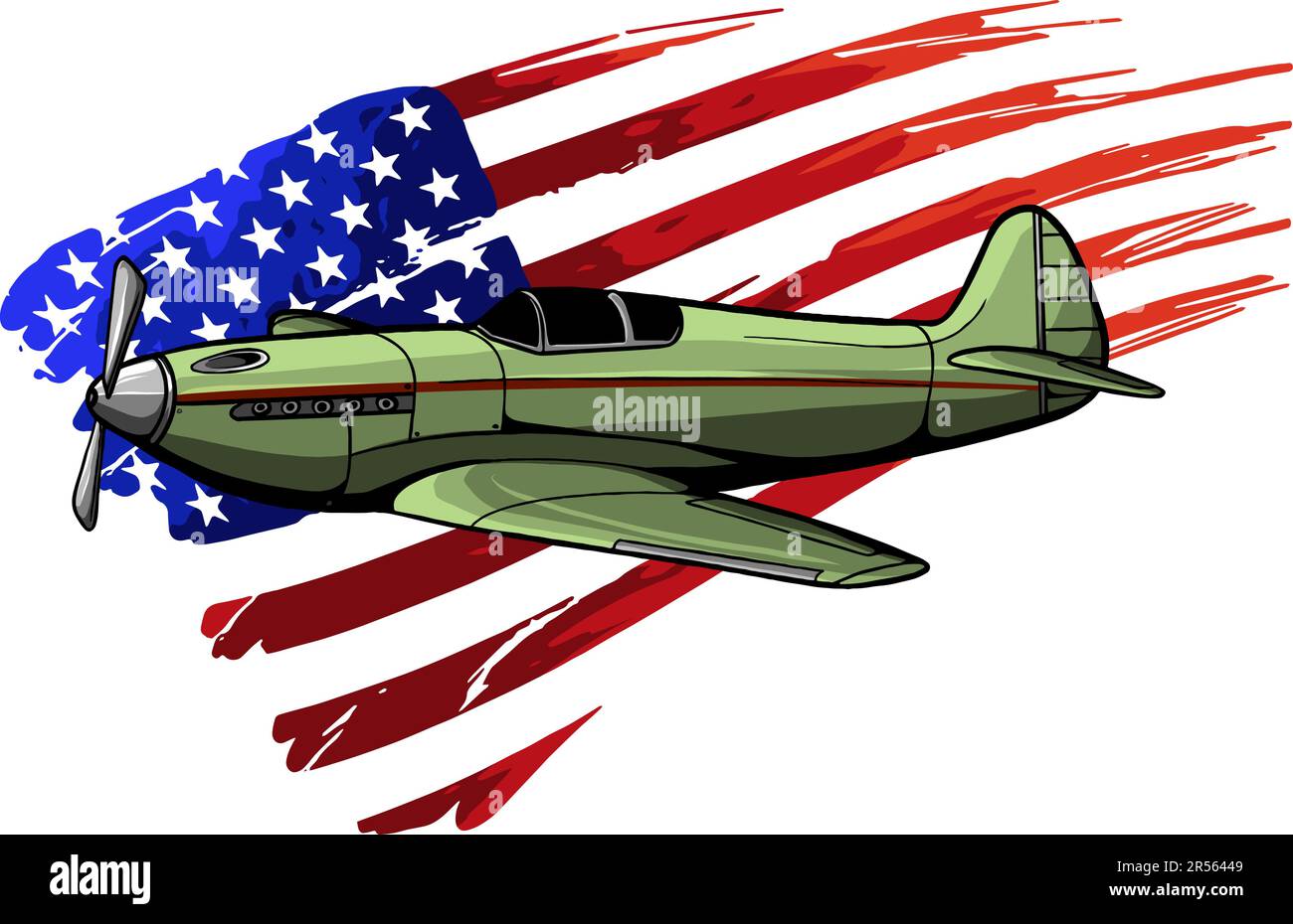 Illustration vectorielle avion de dessin animé avec drapeau américain ...