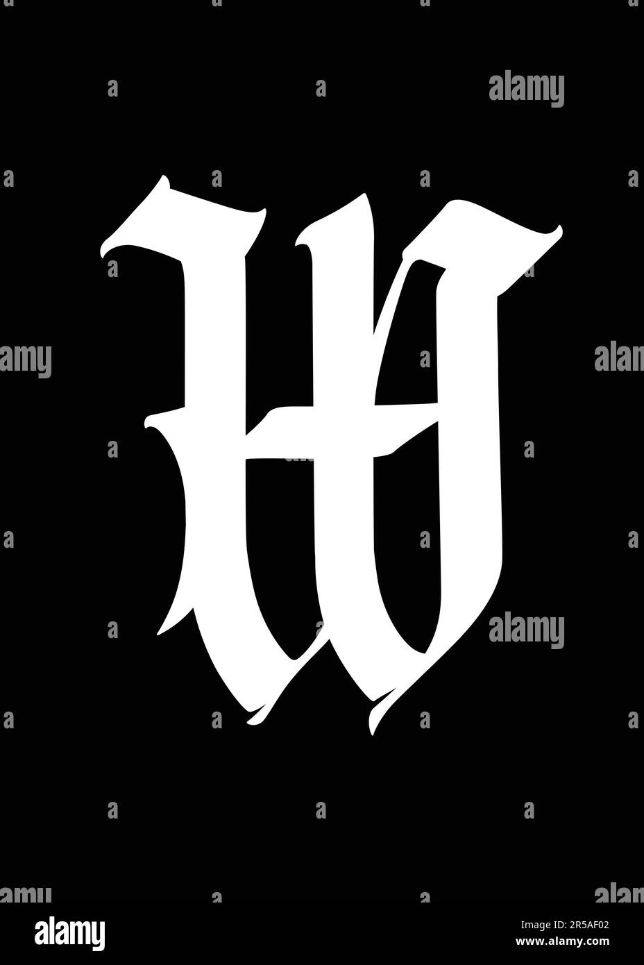 Lettre W, dans le style gothique. Vecteur. Alphabet. Le symbole est ...