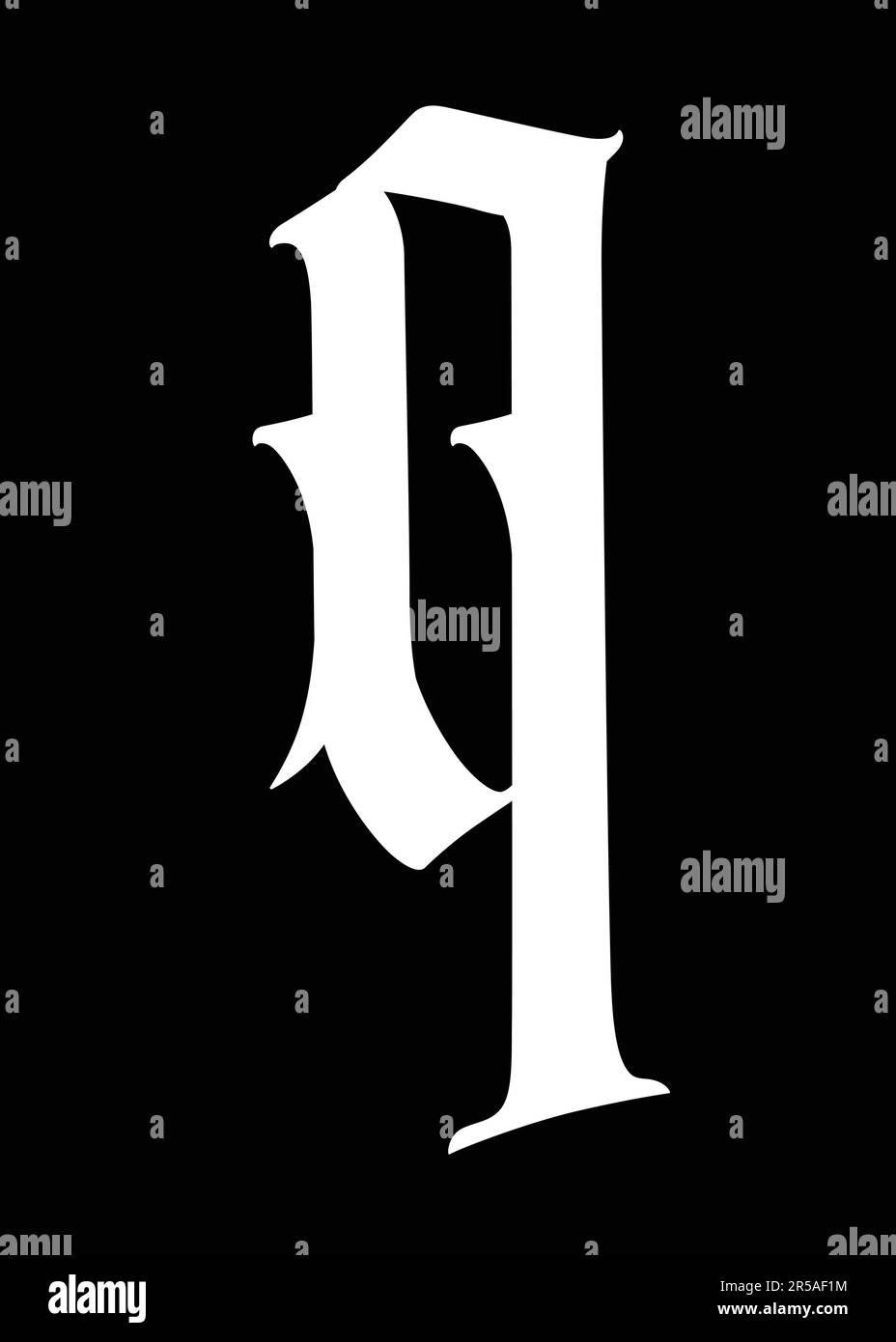 Lettre q, dans le style gothique. Vecteur. Alphabet. Le symbole est ...