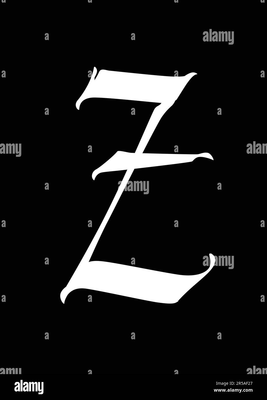 Lettre z, dans le style gothique. Vecteur. Alphabet. Le symbole est ...