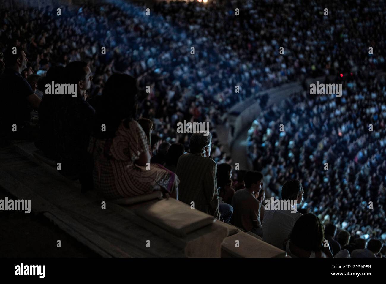 Spectators watch a performance of "Madame Butterfly" at the Odeon of ...