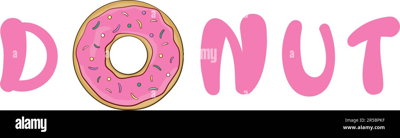 Le texte du donut avec un donut au lieu de la lettre O. Cartoon ...