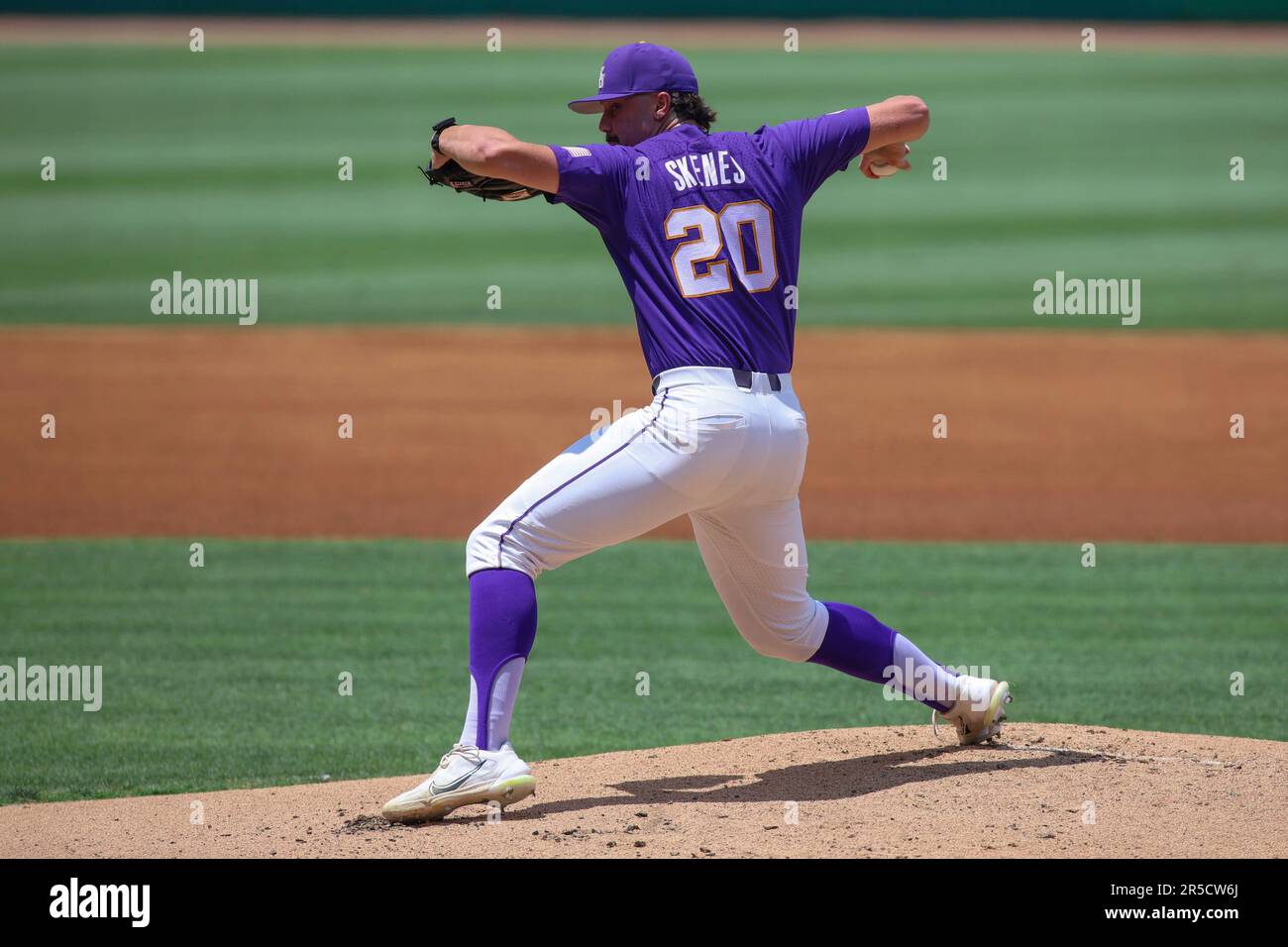 June 2, 2023: LSU starting pitcher Paul Skenes (20) delivers a pitch to ...