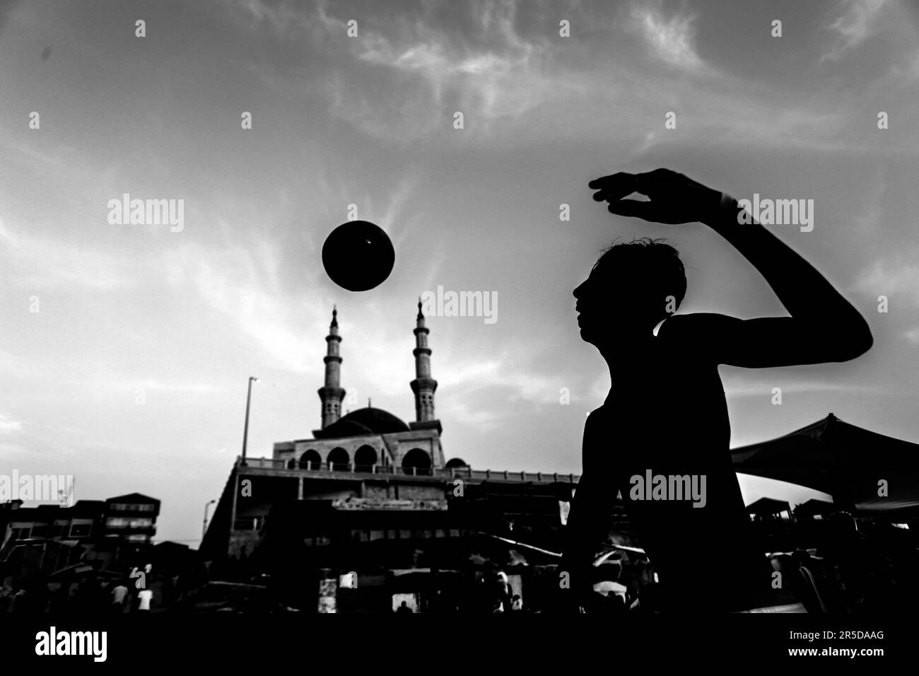 Mer de la ville de gaza Banque d'images noir et blanc - Alamy