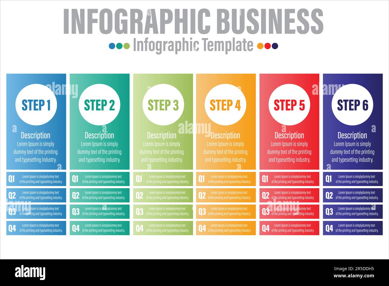Graphique coloré de processus de données commerciales en 6 étapes et ...
