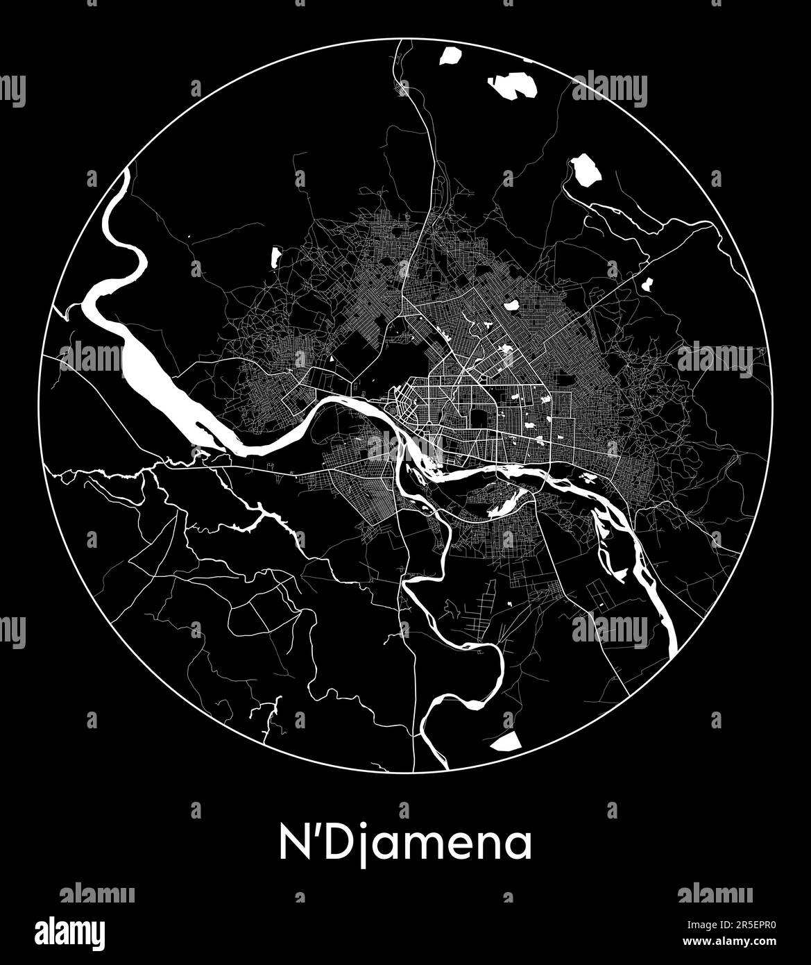 Carte de la ville n’Djamena Tchad Afrique illustration vectorielle Image Vectorielle Stock - Alamy