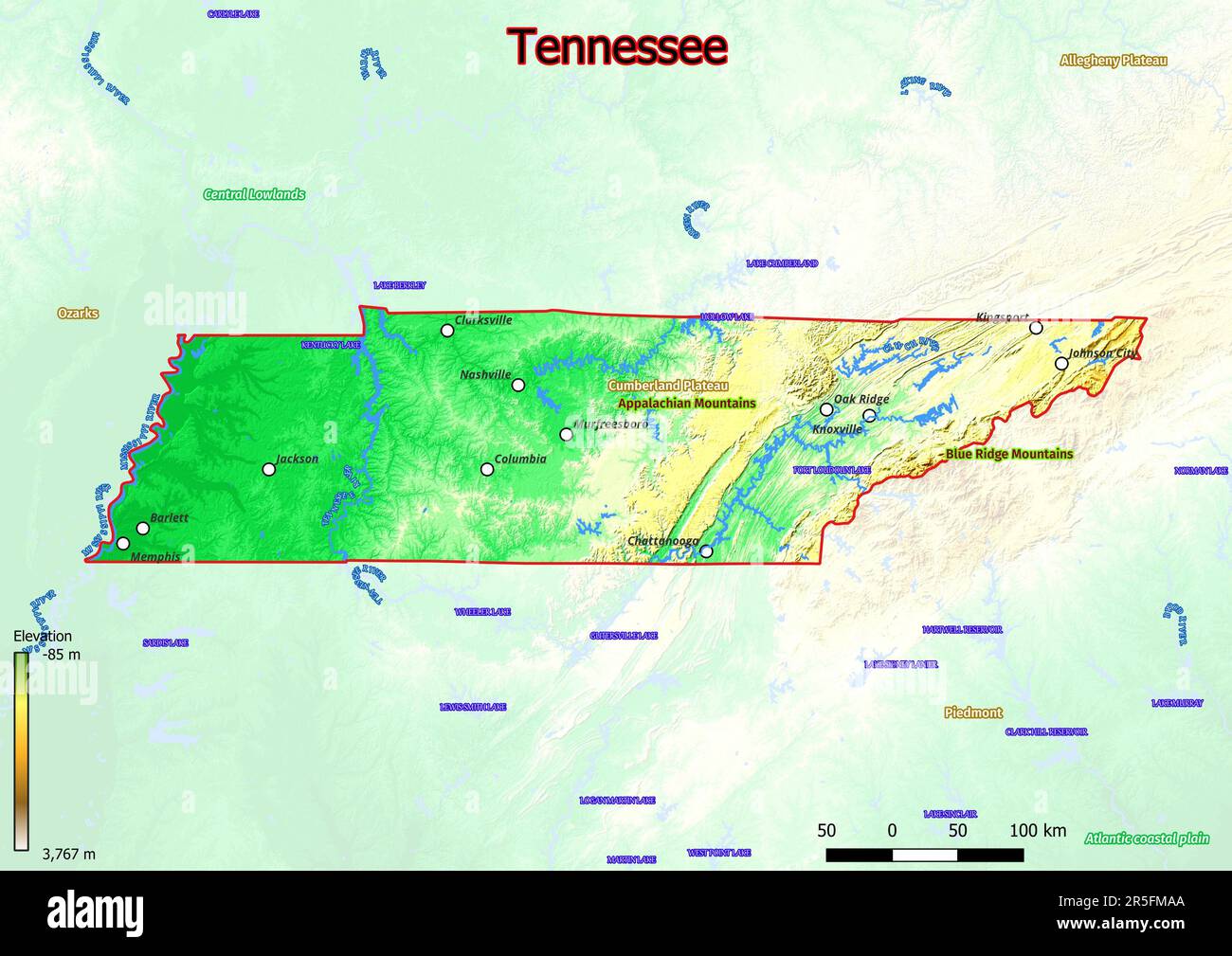 Mapa político de tennessee Banque de photographies et d’images à haute ...
