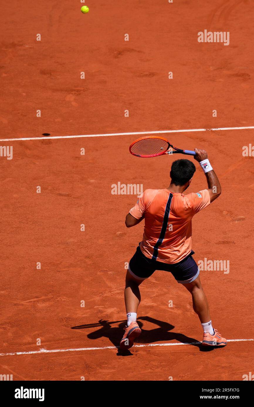 PARIS, FRANCE - JUNE 3: Genaro Alberto Olivieri plays a forehand during ...