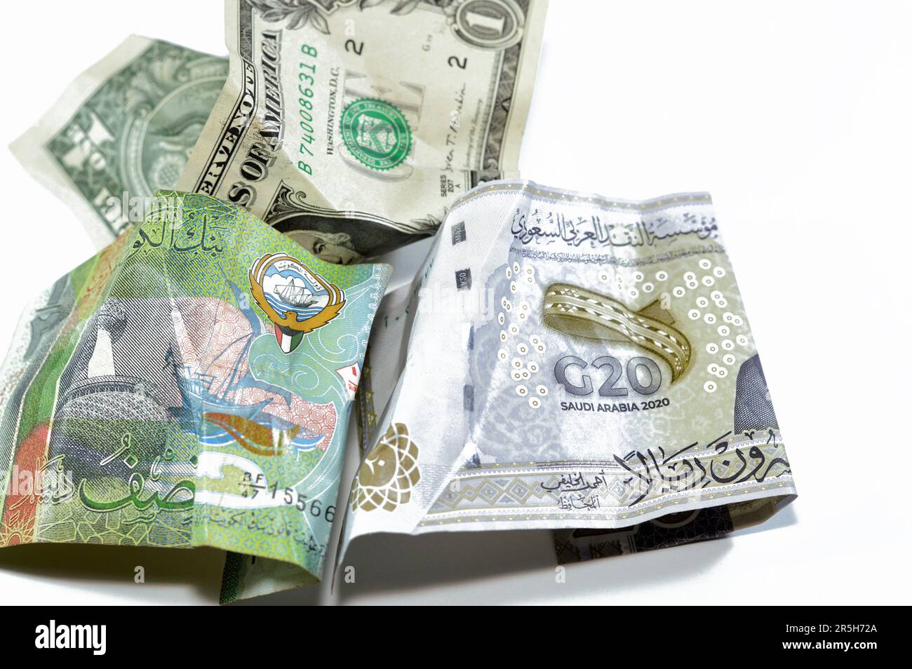 Froissée, émietté Arabie Saoudite, koweïtien argent à moitié dinar 20 ...