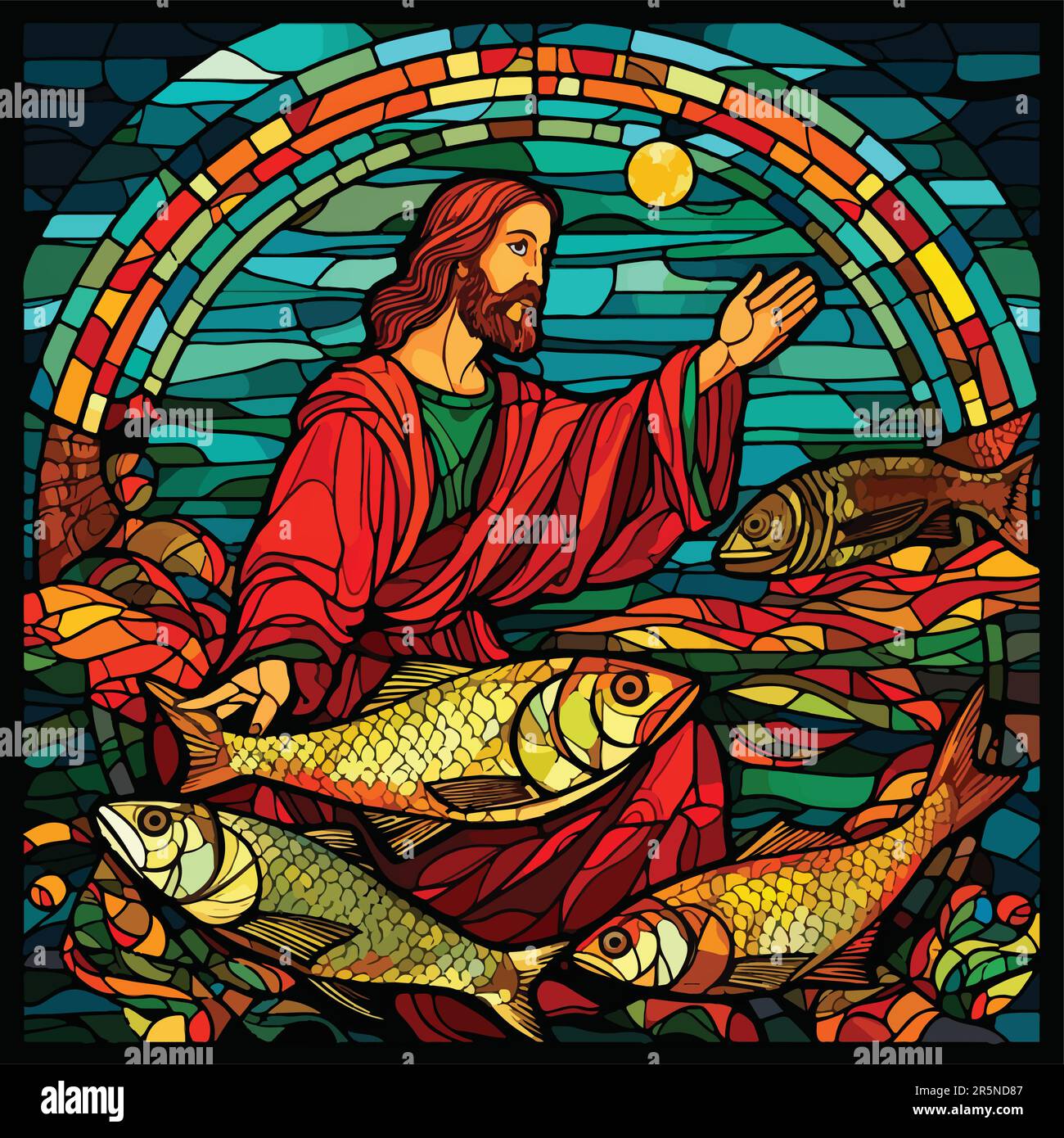 Jesus stained glass Banque d'images vectorielles - Alamy