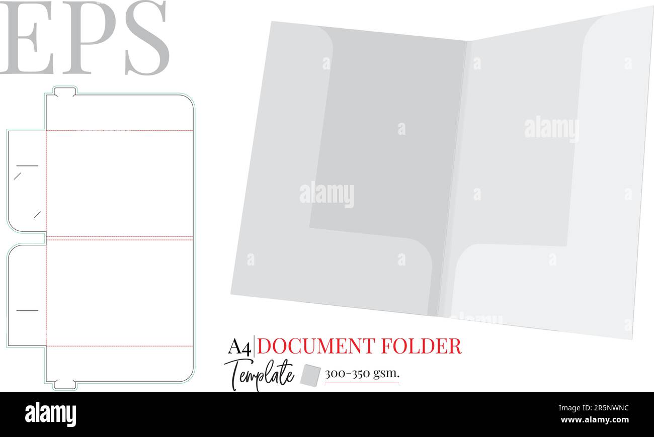 Modèle de dossier de documents A4. Vecteur avec découpe, couches ...