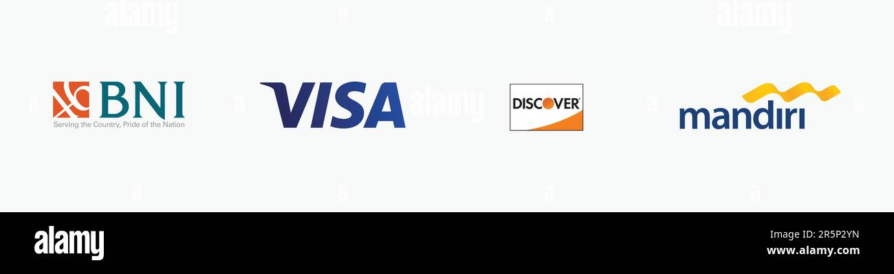 LOGO DISCOVER CARD, LOGO BNI BANK NEGARA INDONESIA, LOGO VISA, LOGO BANK MANDIRI, logo vecteur ...