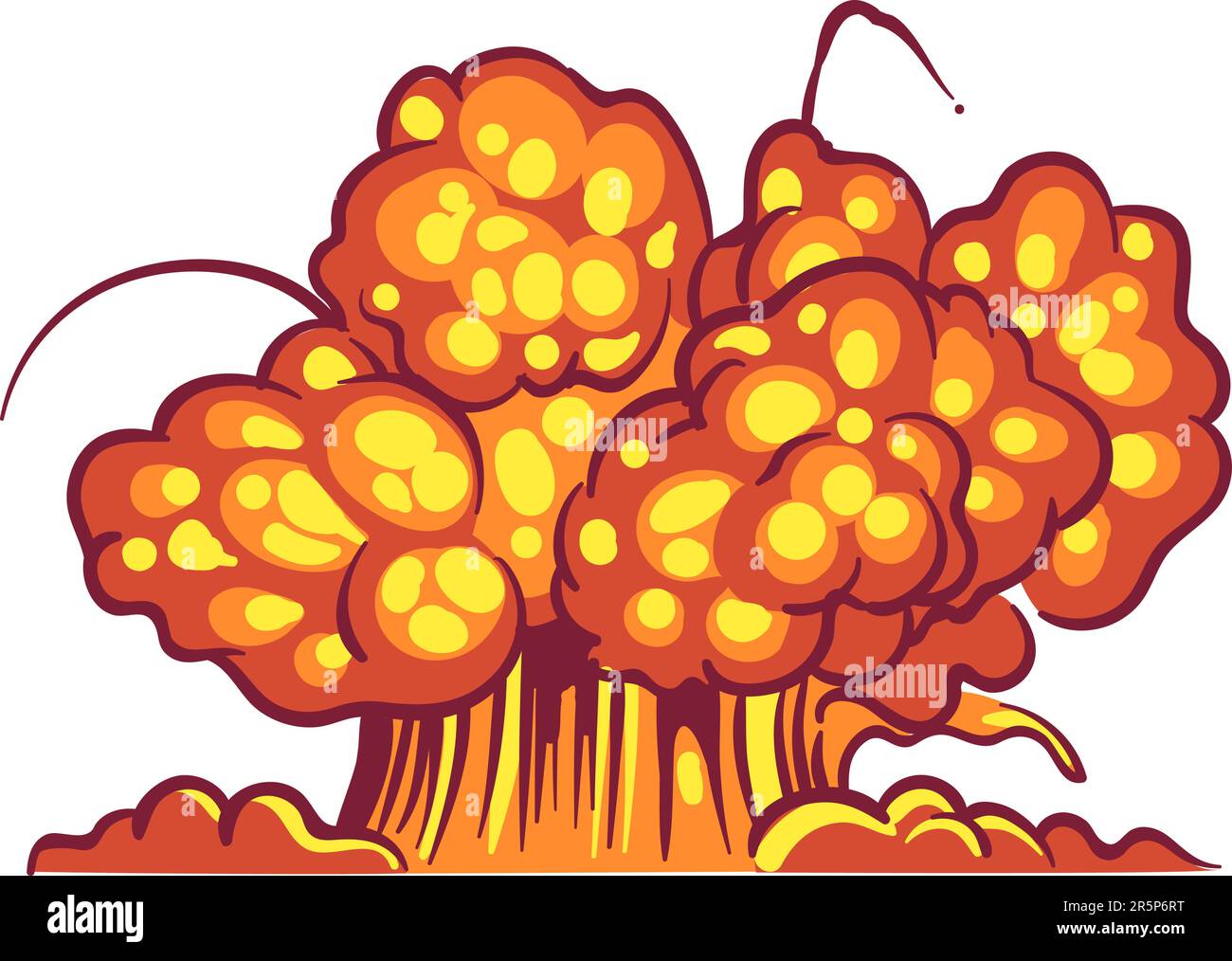 Explosion de dessins animés. Effet de coup avec fumée, bombe atomique ...