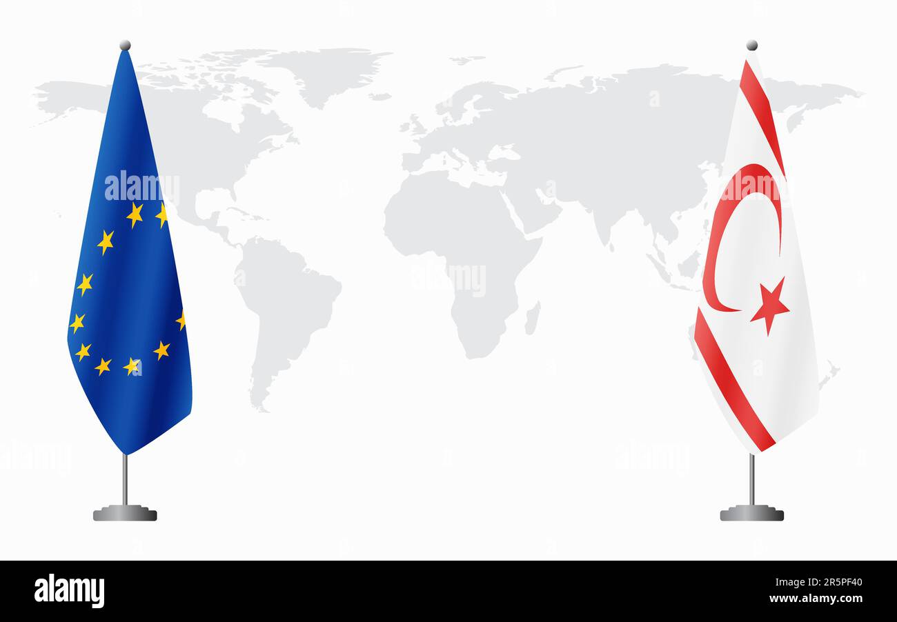 Drapeau de l'Union européenne et de la République turque de Chypre-Nord ...