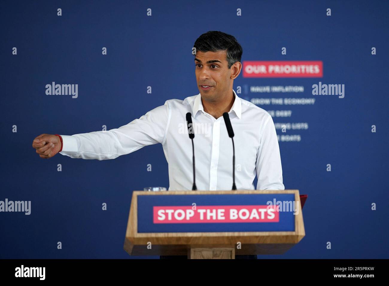 Britain's Prime Minister Rishi Sunak speaking during a press conference ...