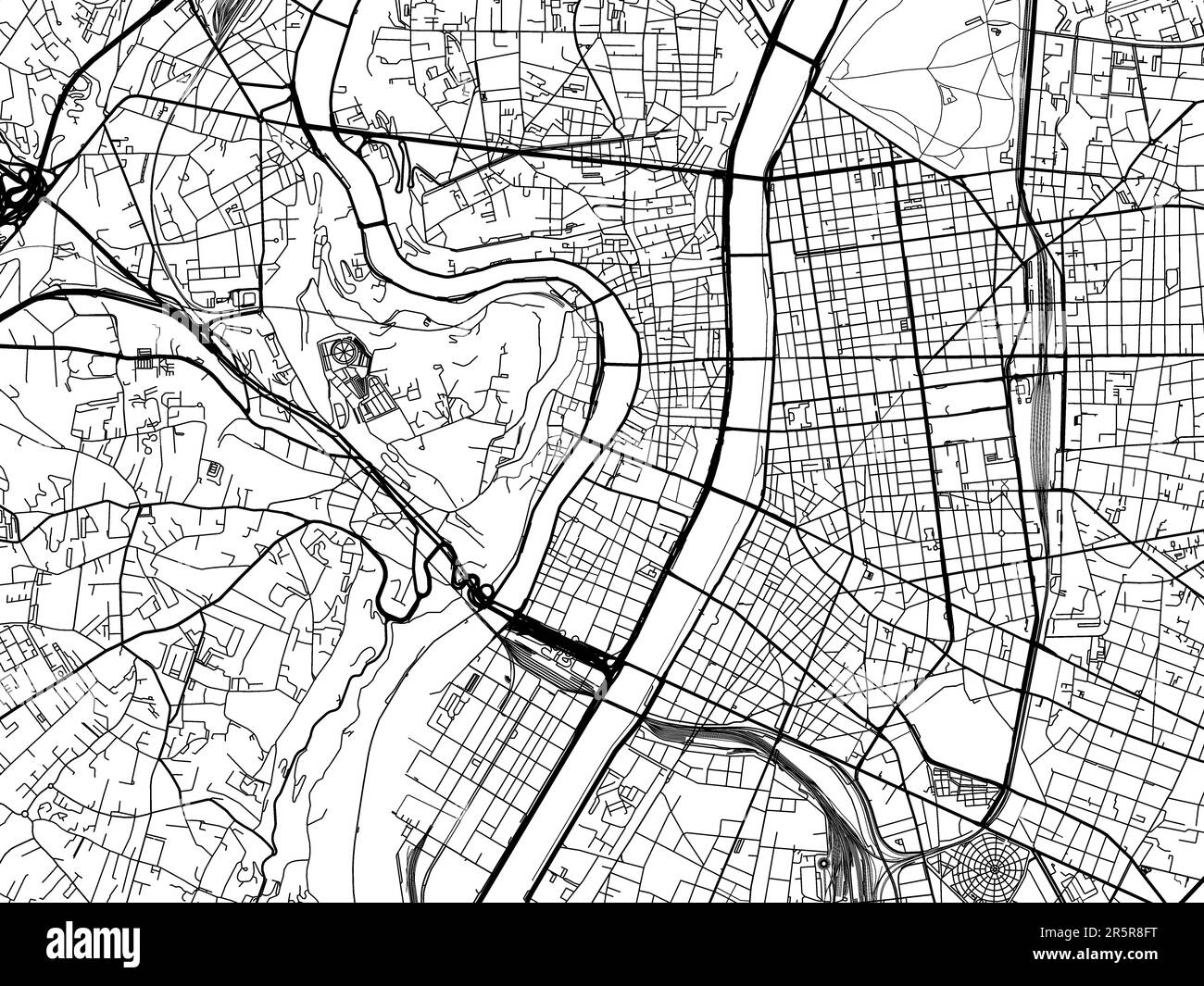 Carte routière de la ville de Lyon en France sur fond blanc Photo Stock ...