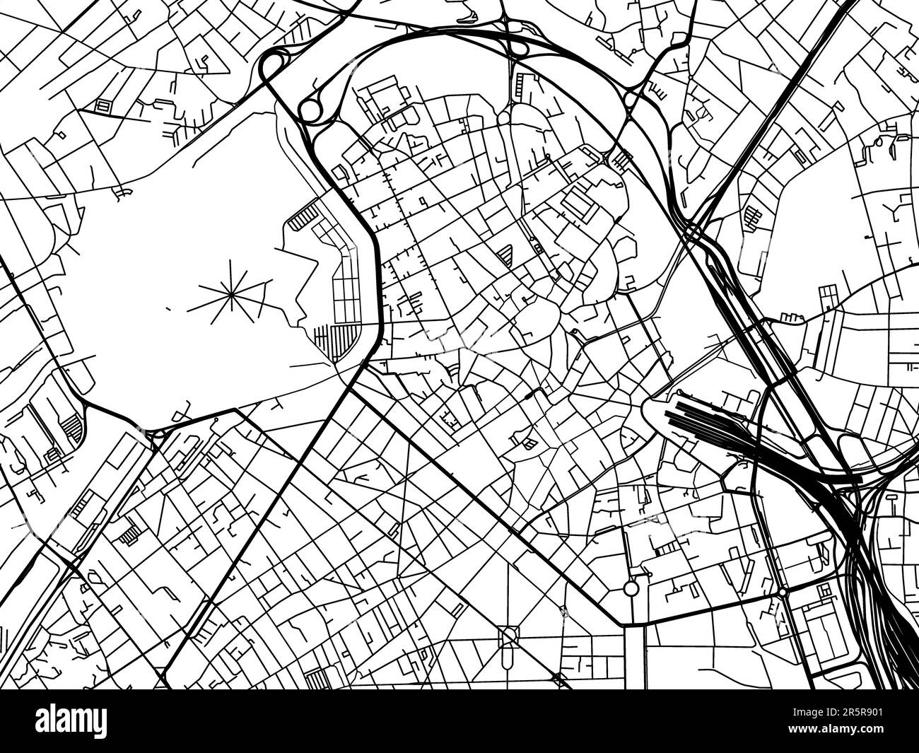 Carte routière de la ville de Lille Centrum en France sur fond blanc ...