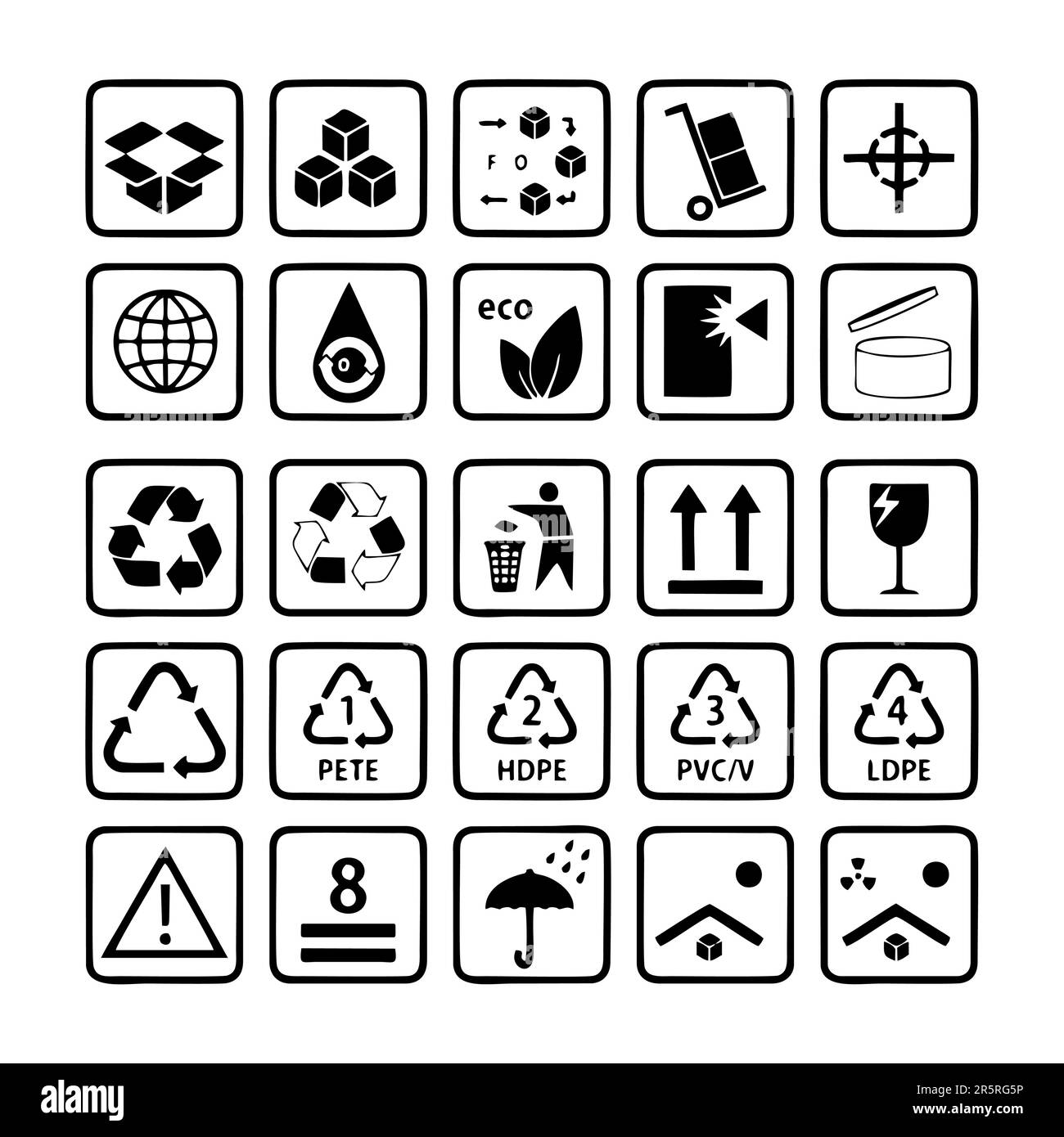 Symboles de recyclage des plastiques Banque d'images noir et blanc - Alamy