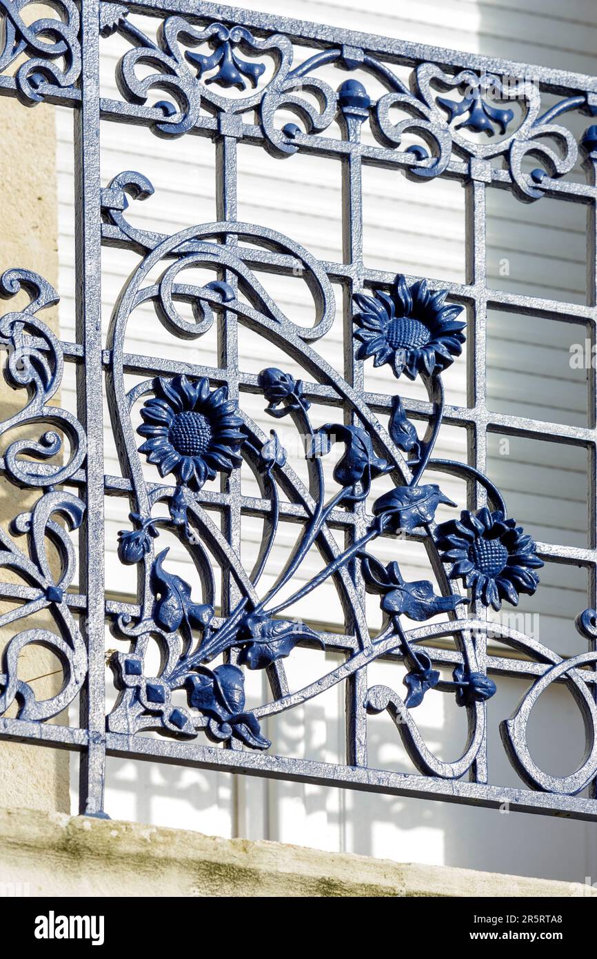 France, Meurthe et Moselle, Nancy, détail de l'œuvre d'art en fer forgé ...