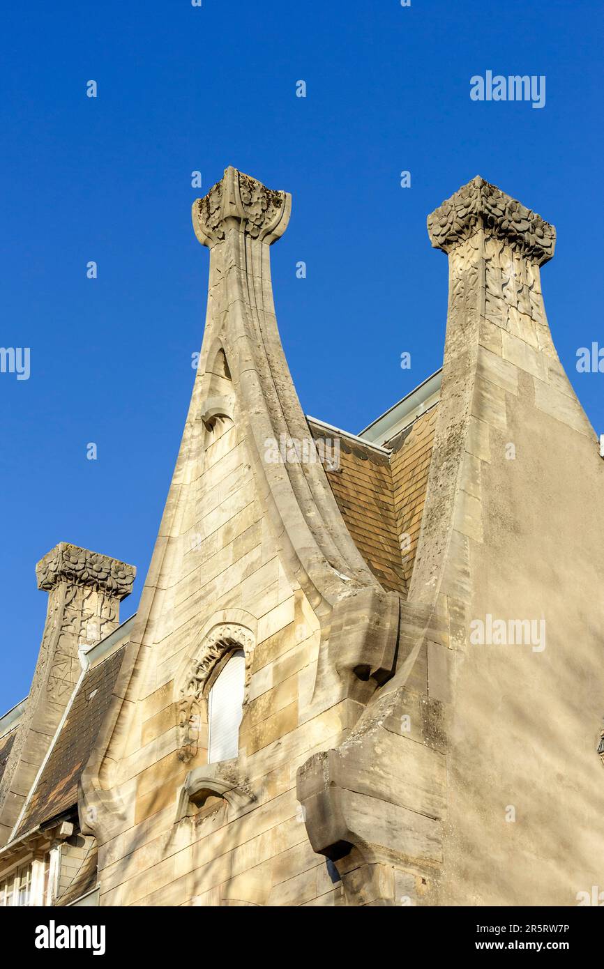 France, Meurthe et Moselle, Nancy, toit et cheminées des Maisons Huot ...