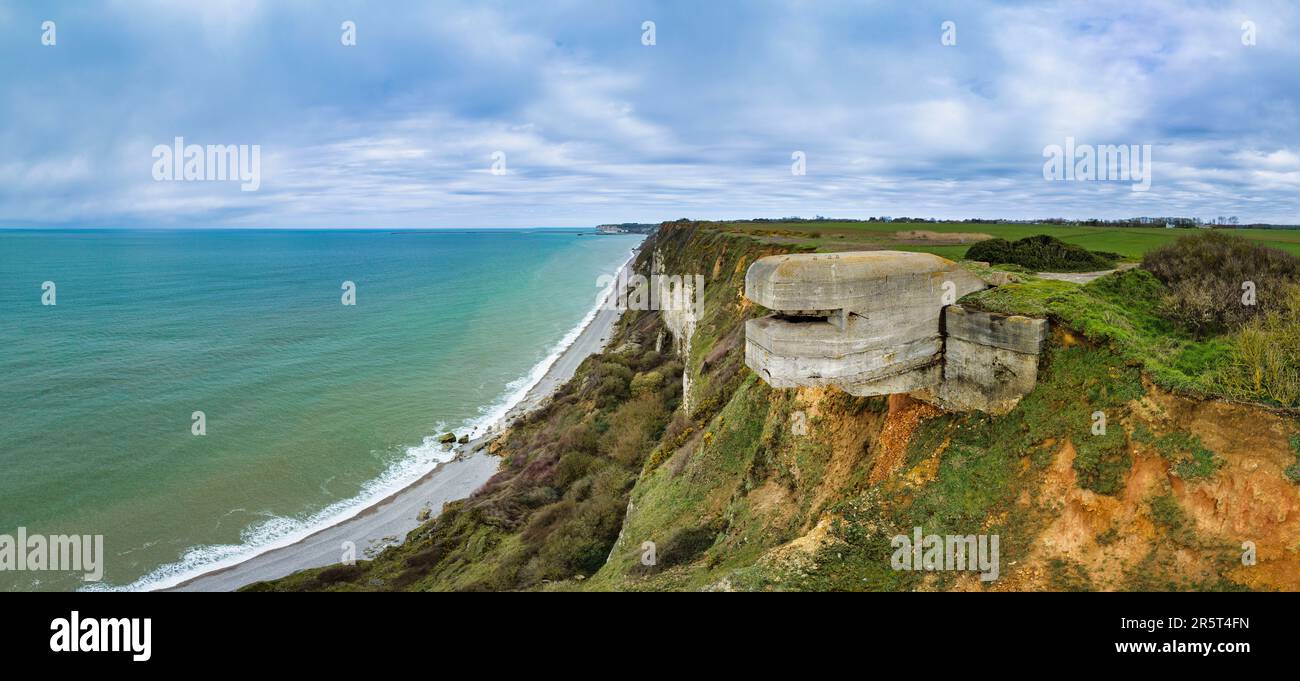 France, Seine Maritime, Heuqueville, Côte d'Abatre, le blockhaus d'une ...