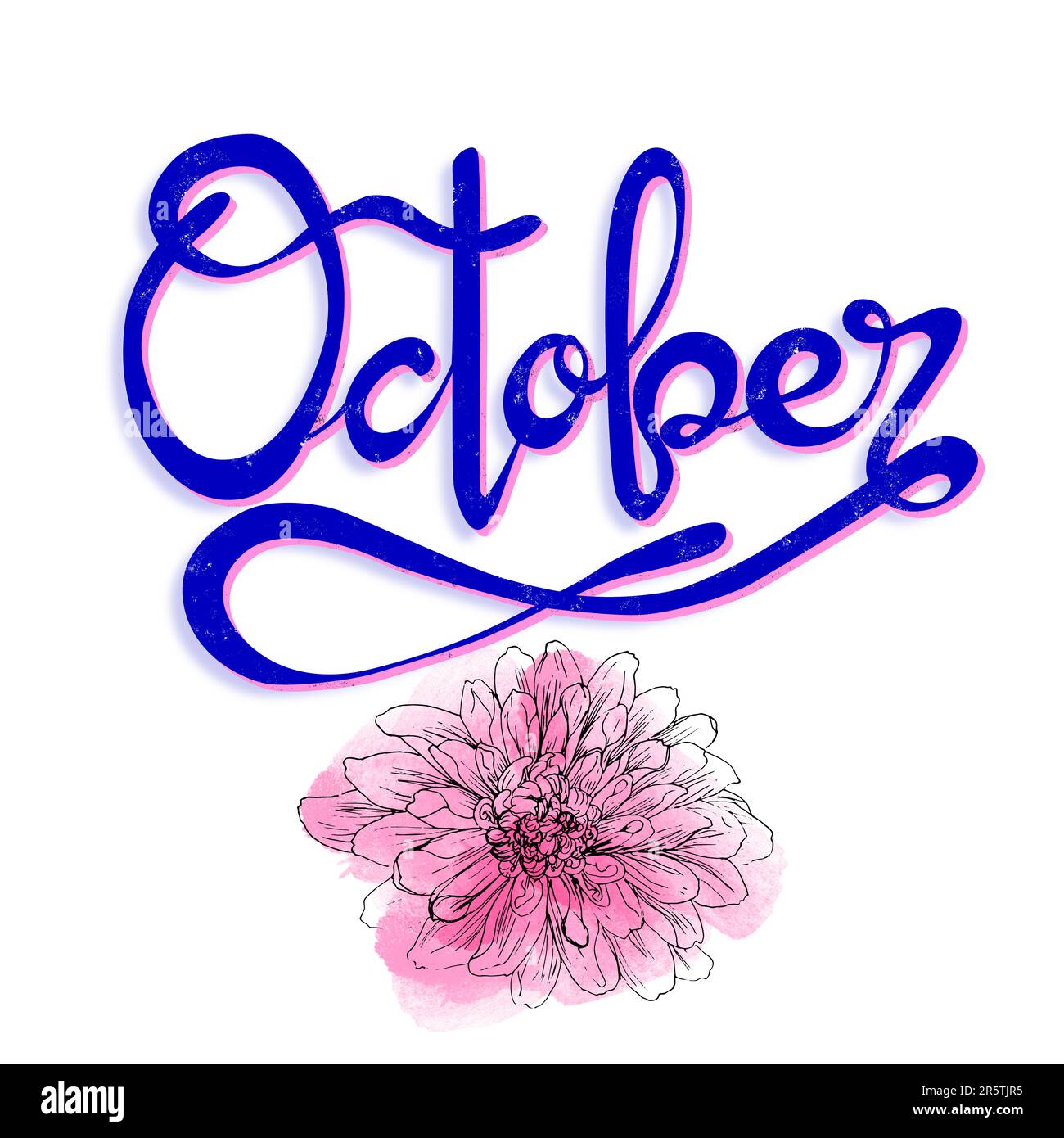 Lettre « octobre ». Enseigne à lettres manuscrite avec motifs floraux ...