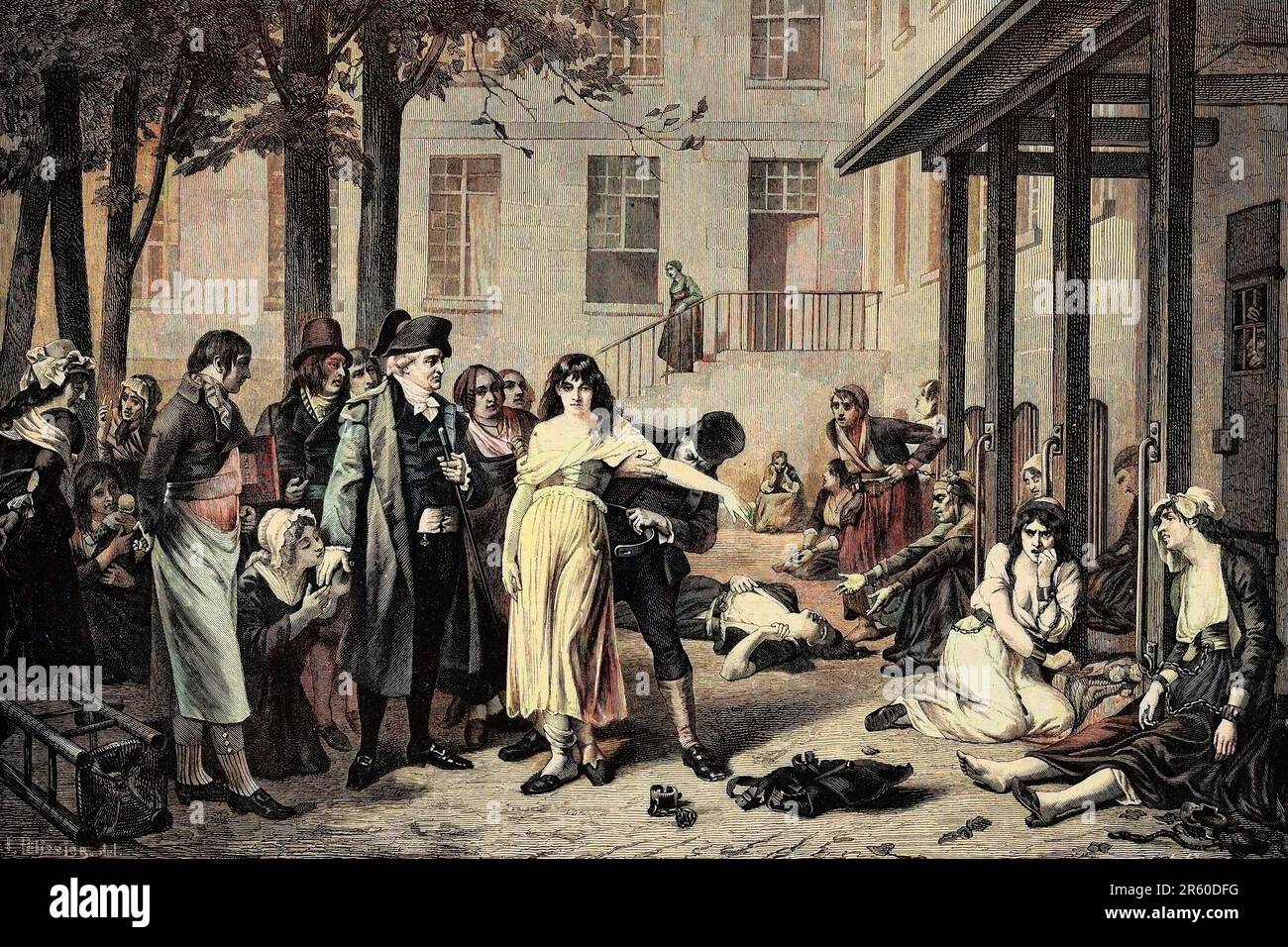 Philippe Pinel (1745-1826) libère de ses chaînes une femme attestation ...