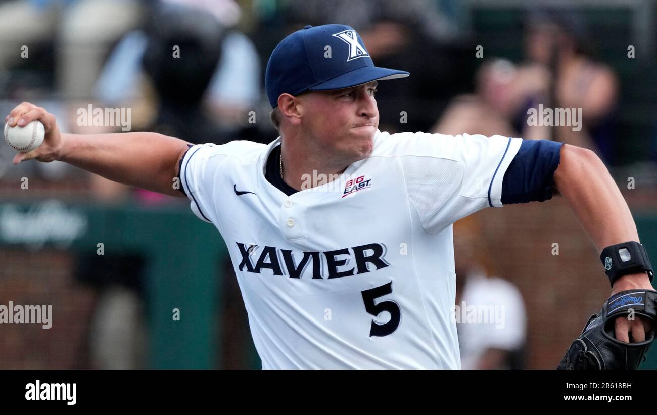 Xavier pitcher Ethan Bosacker throws against Eastern Illinois during an ...