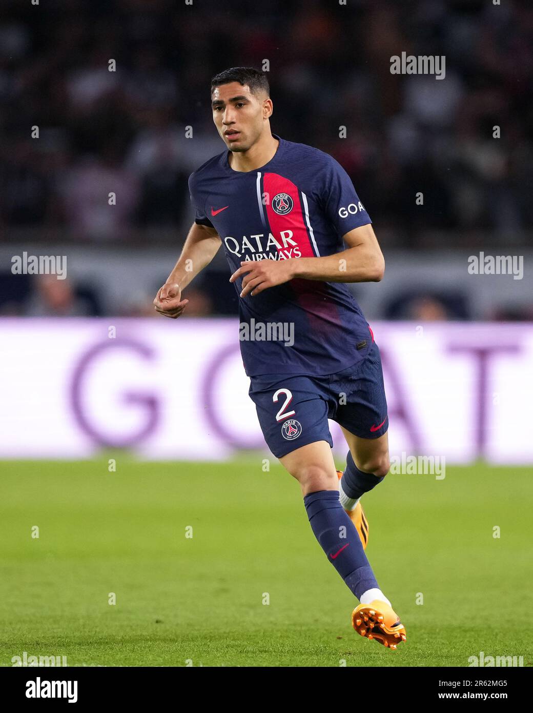 Achraf Hakimi de PSG lors du match de Ligue 1 entre Paris Saint Germain ...