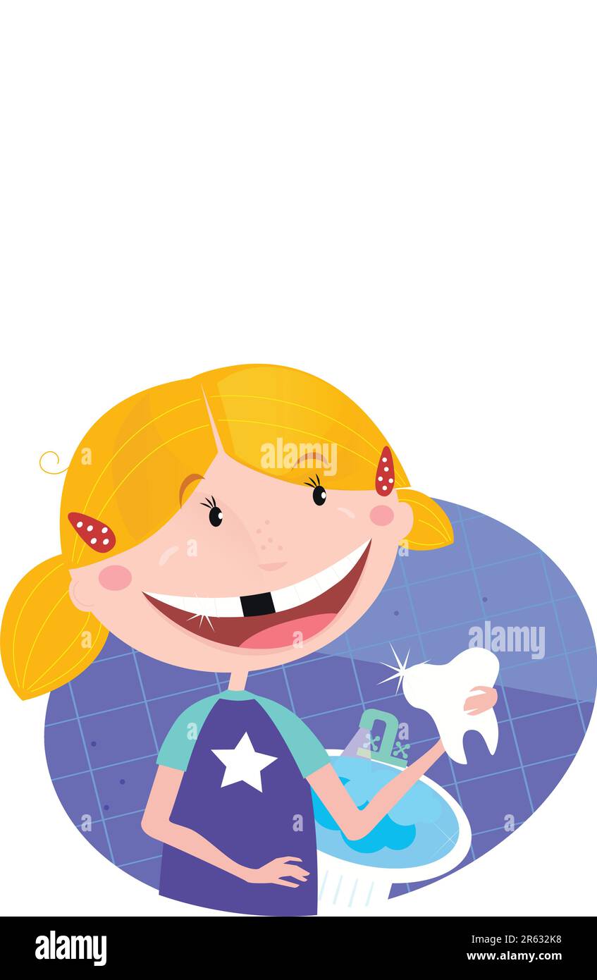 Blonde girl cartoon illustration Banque d'images vectorielles - Alamy