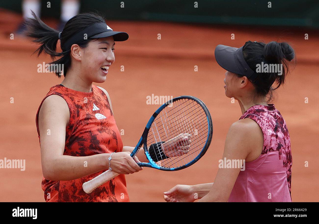 Paris, France. 7th juin 2023. Wang Xinyu (L) de Chine/Hsieh su-Wei de ...