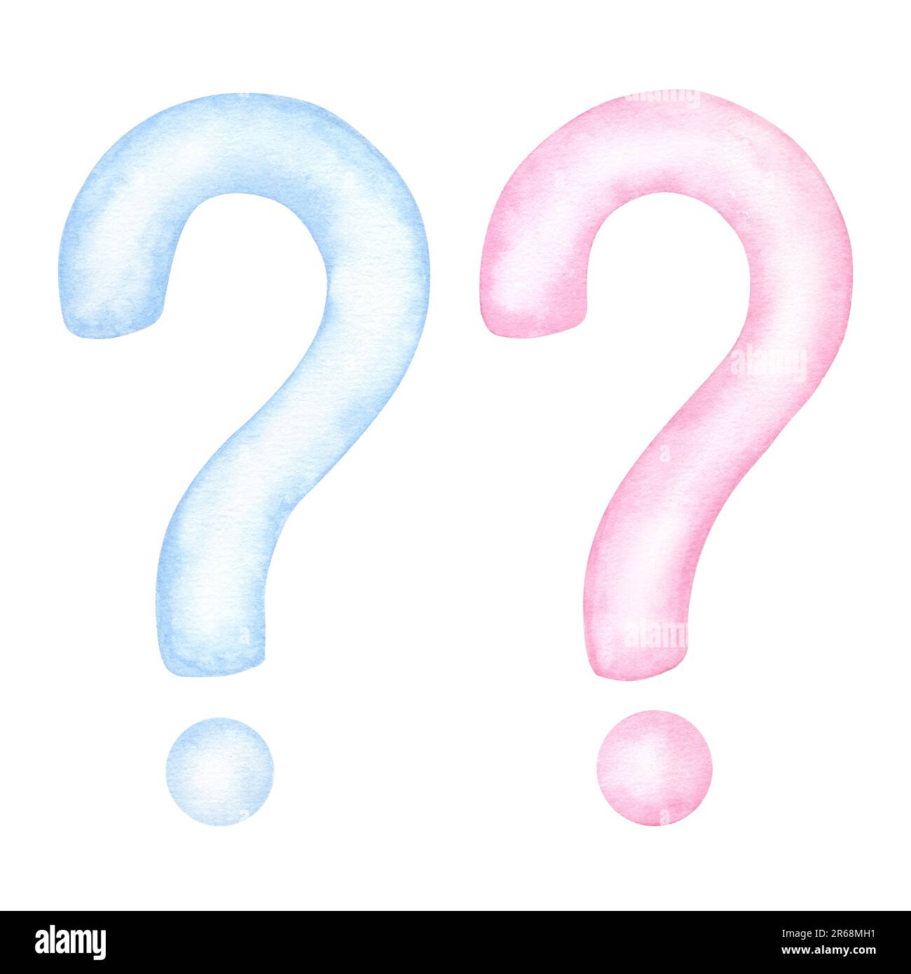 Point d'interrogation bleu rose, fille garçon. Illustration aquarelle ...