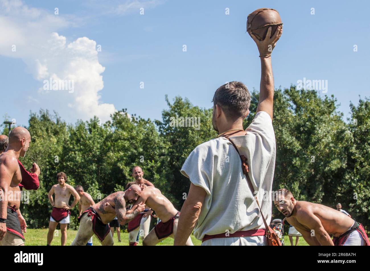 Merida, Espagne - 3 juin 2023: Reconstitution du match de Harpastum ...