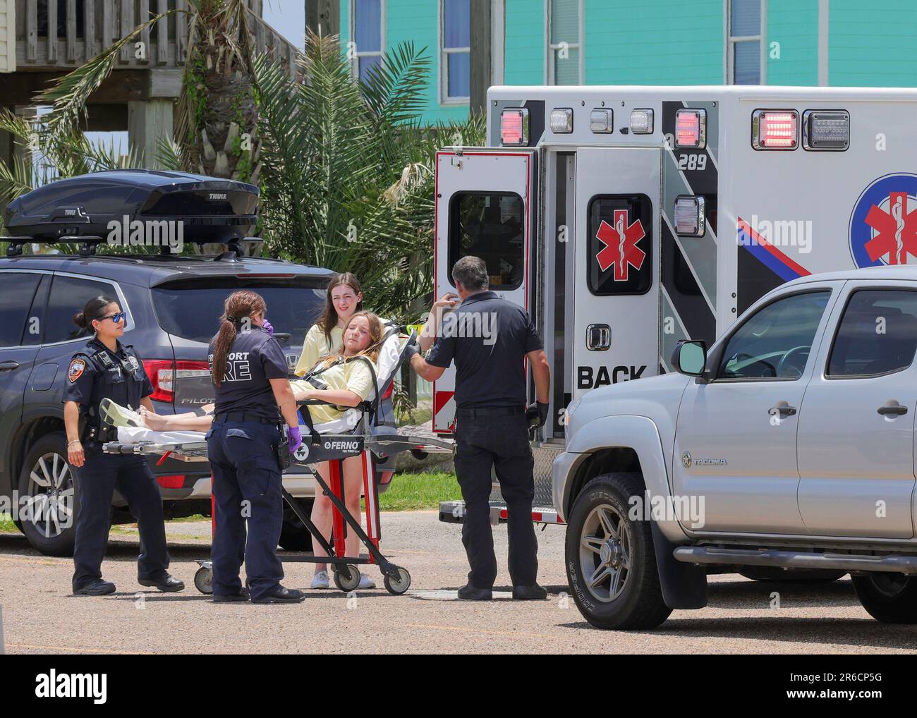A member of Bayou City Fellowship Youth Group is prepared to be taken ...